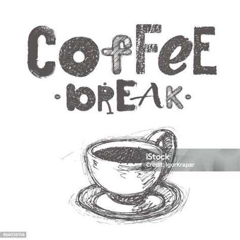 손으로 그린 커피의 모자와 그래픽 그림 커피 Breack 테마 텍스트 갈색에 대한 스톡 벡터 아트 및 기타 이미지 갈색 개념 검은색 Istock
