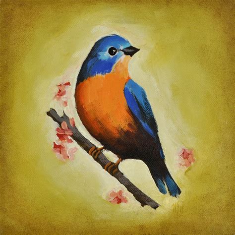 Backyard Bird Paintings 8 X 8 Inch Betty Bluebird