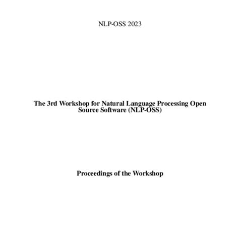 Proceedings Of The 3rd Workshop For Natural Language Processing Open