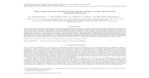 Pdf Hessian Based Model Reduction Large Scale Inversion And