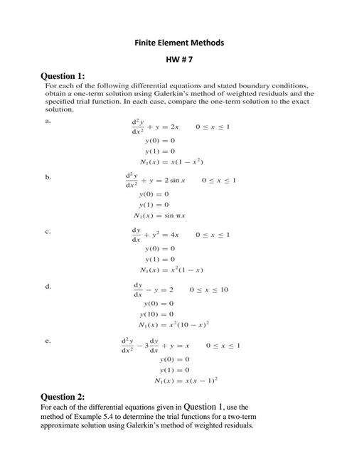 finite element methods hw 7 question 1 for each of