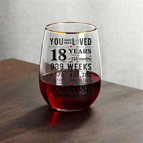 Cadeau 18e Verjaardag Glas Voor Gin Drank Met Geschenkdoos 18 Jaar