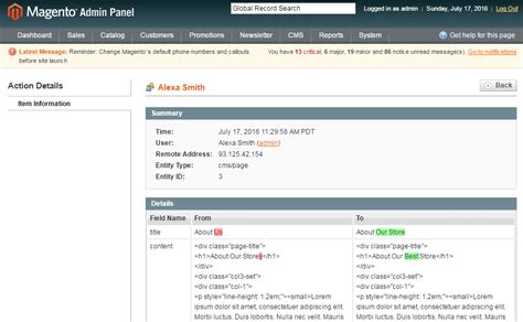 Magento Admin Actions Log Extension