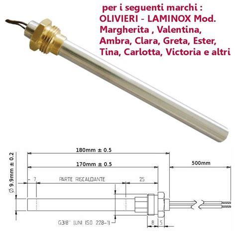 Resistenza Candeletta Stufa A Pellet W Mm Laminox Mm Battuta
