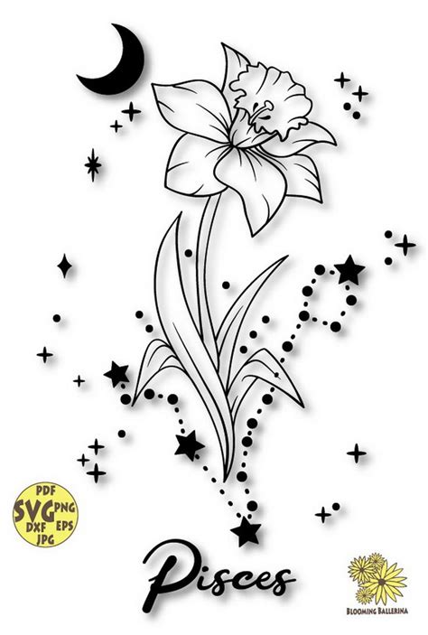 Daffodil Birth Flower Svg File March Birth Flower Svg Pisces Svg