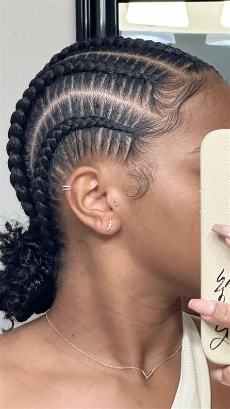 Protective Hairstyle Inspo Stitchbraids Cornrows Canerows Braidedbun Naturalhair Hair