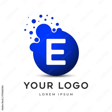 Letter E Logo With Dots Lettering Unit With Round Digital Pixels