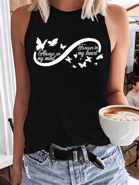 Butterfly Print Crew Neck Tank Top Casual Sleeveless Top Temu Canada