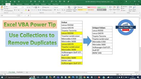 Excel Power Tip Use Vba Collections To Remove Duplicates Code