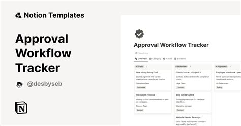 approval workflow tracker template by desbyseb notion marketplace