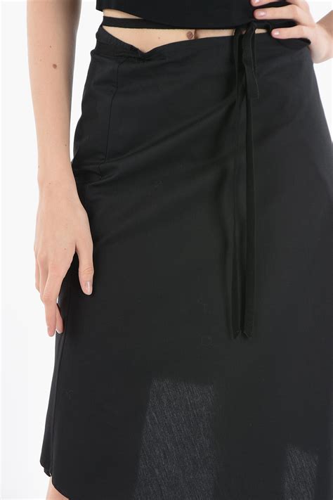 Ann Demeulemeester Cotton Poplin Fenna Wrap Midi Skirt In Asymmetric