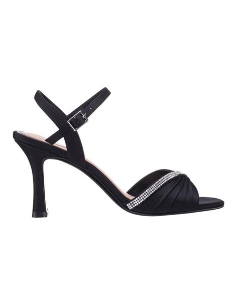 Nina Agnes Sandals In Black Luster Satin Myer
