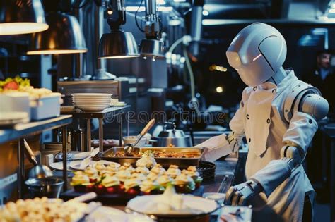A Robot Chef Creating Dishes From Dreams Stock Illustration