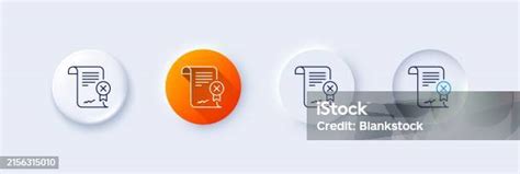 Reject Certificate Line Icon Decline Document Sign Line Icons Vector Stock Illustration