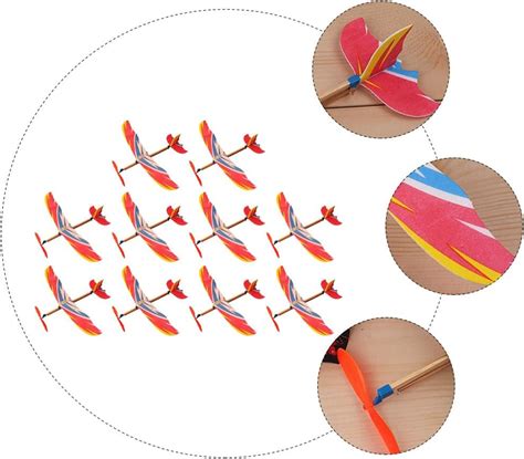 Gadpiparty 10 Planeadores De Avión De Madera Balsa Banda De Goma Modelo