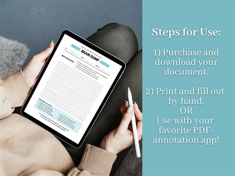 ADHD To Do List Printable Brain Dump Template Anxiety Relief Therapy Worksheet Wellness