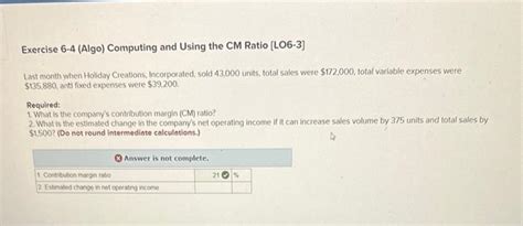 Solved Exercise 6 4 Algo Computing And Using The Cm Ratio