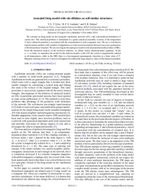 Pdf Annealed Ising Model With Site Dilution On Self Similar Structures