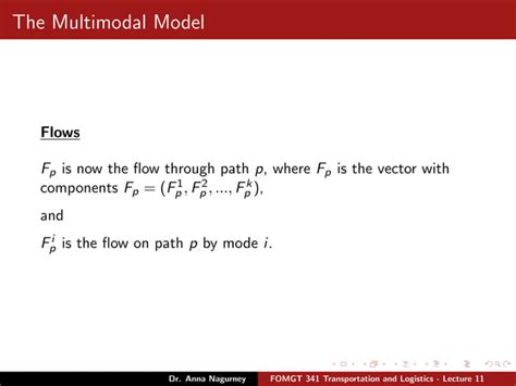 L The Multimodal Model Transportation And Logistics Dr Anna Nagurney PPT