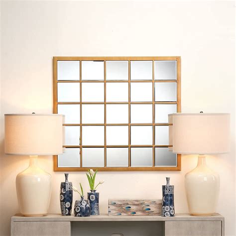 Overstock Alden Décor Zuri Rectangular Iron Grid Mirror Matte Black