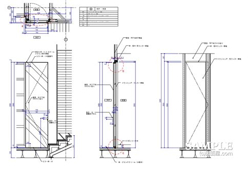 《建具図003》特殊ヒンジ使用のミラー貼り建具の作図事例 ｜ 図面屋com 店舗設計詳細図「虎の巻」