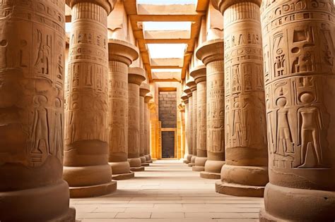 Premium Photo Hypostyle Hall In A Temple With Massive Columns And