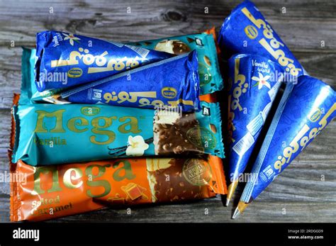 Cairo Egypt July 15 2023 Nestle Mega Salted Caramel And Vanilla Almonds Ice Cream Sticks