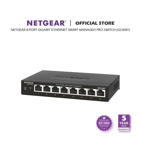 NETGEAR 8 Port Gigabit Ethernet Smart Managed Pro Switch GS308T WithFanless Housing For Quiet