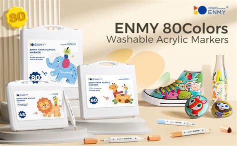 Amazon Com ENMY Acrylic Paint Marker Pens Colors Dual Tip Acrylic Markers With Portable