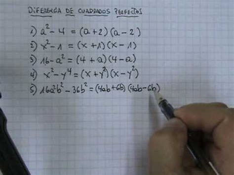 Factorizaci N Diferencia De Cuadrados Perfectos Youtube