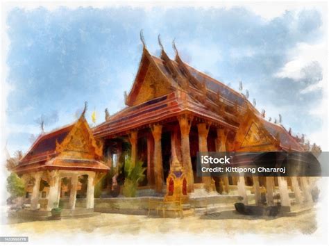 バンコクのグランドパレス古代タイ建築の風景 タイ水彩画風イラスト 印象派絵画 アジア大陸のベクターアート素材や画像を多数ご用意 アジア
