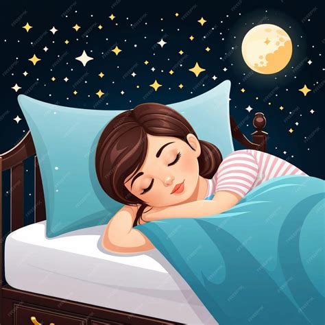 Vector Cute Girl Sleeping Cartoon Character Isolated World Sleep Day