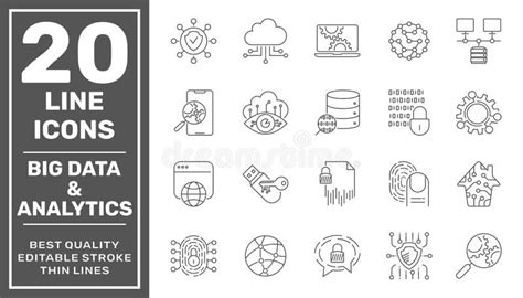 big data and analytics icons set contain icons as chart report document graph data analytics