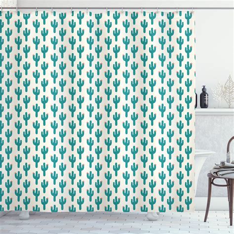 Latitude Run® Cactus Print Shower Curtain Doodle Cacti Flower Pale