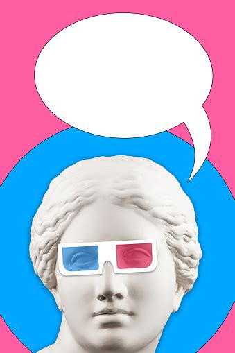 팝 아트 스타일로 인간의 얼굴조각콜라주 동상 머리와 만화 거품 창조적 인 개념 이미지 진 문화 현대 미술 포스터 만화 디자인 펑키 미니멀리즘 공간을 복사합니다 팝 아트에