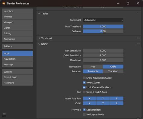 Settings Configuration Guide Blender 3dconnexion Lu