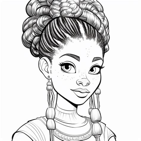 Premium Photo A Drawing Of A Woman With Braid Hair And A Necklace