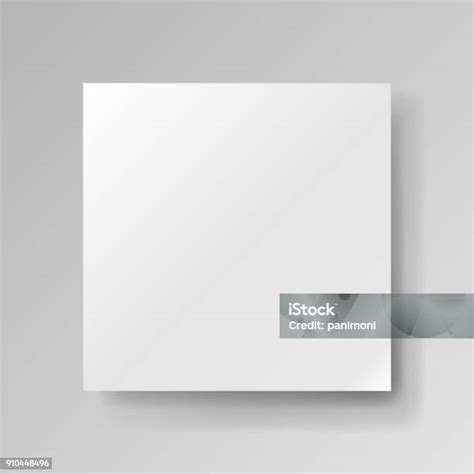 현실 빈 사각형 흰 종이 조각의 배경에 회색 빛 시트 창의적인 프로젝트 실물 샘플 벡터 디자인 개체에 대 한 개체 3차원 형태에 대한 스톡 벡터 아트 및 기타 이미지