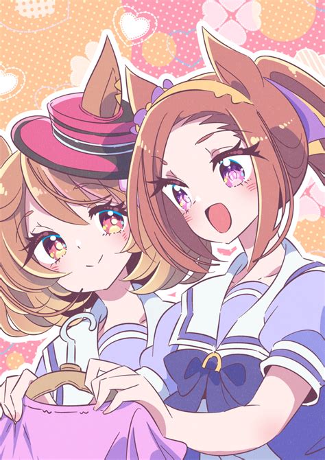 Safebooru 2girls Animal Ears Blush Breasts Brown Hair Closed Mouth