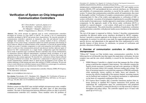 Pdf Verification Of System On Chip Integrated Communication Controllers