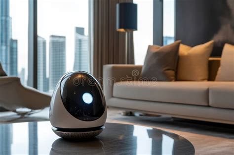 Modern Smart Home With Ai Robot Assistant In Contemporary Living Room