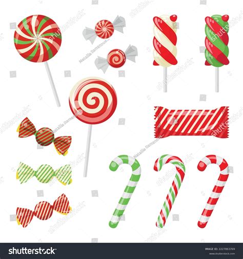 Set Different Types Sweets Christmas New Stock Vector Royalty Free
