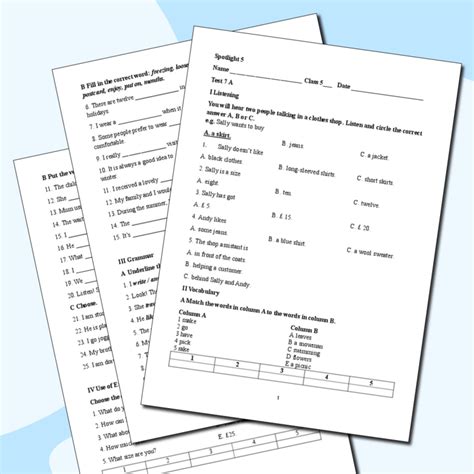 Контрольная работа по английскому языку для 5 класса по модулю 7