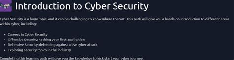 introduction to cyber security learning path ~ tryhackme by key hon