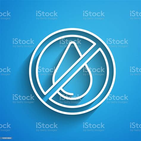 白線水滴禁止圖標隔離在藍色背景上沒有水的標誌長影向量向量圖形及更多乾淨圖片 乾淨 停止標誌 剪裁圖 Istock