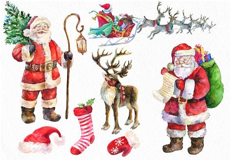 Christmas Clipart Santa Clipart Christmas Watercolor Christmas Clipart Christmas Graphics