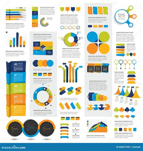 Mega Set Of Charts Graphs Circle Charts Cartoon Vector