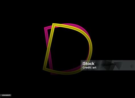D 문자 벡터 Desing 그림자 글꼴 로고 검은 색 배경에 동적 분할 핑크 노란색 색상 소셜 미디어 디자인 요소 크리에이티브 포스터 웹 템플릿 0명에 대한 스톡 벡터 아트