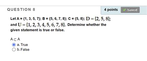 Solved Let A 1 3 5 7 B 5 6 7 8 C 5 8 D 2 5 8 And Chegg Com