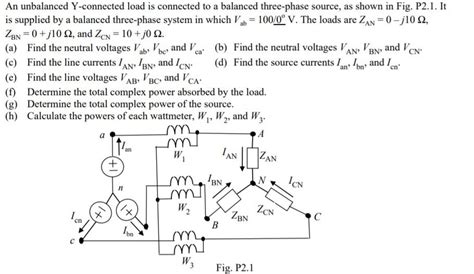 Solved An Unbalanced Y Connected Load Is Connected To A